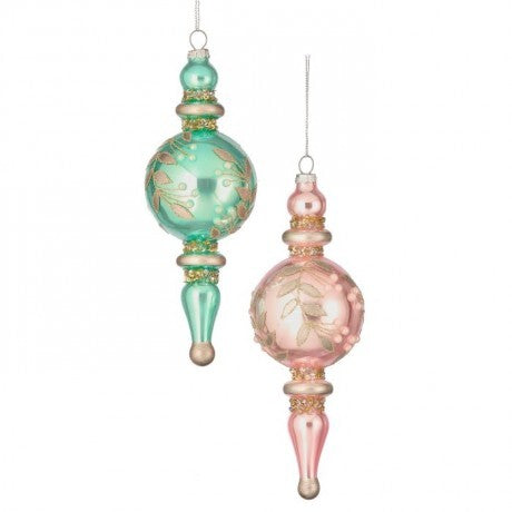 Pastel Glass Finial Ornaments – 8" (Sold Separately) – Brewster's Christmas